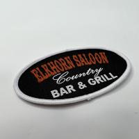 China Custom Woven Patch Iron On Merrow Border 100 PCS Minimum Order for Jacket Brand Logo for sale