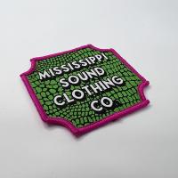 China Melt Adhesive Iron On Woven Patch Laser Cut Border Pantone Color for sale