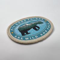 China Custom Velcro Backing Animal Iron On Woven Patch Polyester Pantone 12C Merrow Border for sale
