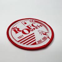 China Custom Woven Patch Iron On Heat Press Badge Eco Friendly Polyester 100pcs MOQ for sale