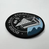 China Eco Friendly Custom Woven Logo Patch Sew On Fabric Laser Cut 100 PCS MOQ for sale