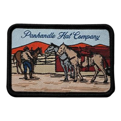 China Twill Rectangle Iron On Woven Patch 12C Pandone Shrink Proof Embroidered for sale