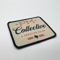 China Custom Logo Iron On Woven Patch Washable Embroidery Patches Laser Cut Border 100pcs MOQ for sale