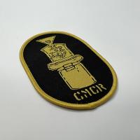 China Custom Merrow Border Woven Patches Iron On Embroidery Patch 100 PCS MOQ Custom Logo for sale