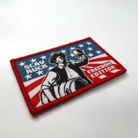 China Custom Washable Woven Label Patches Velcro Backing Merrow Border for sale