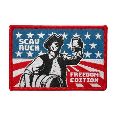 China Custom Washable Woven Label Patches Velcro Backing Merrow Border for sale