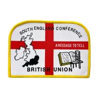 China OEM Custom Carton Map Iron On Woven Patches Handmade Border Custom Shape For Clothing for sale