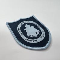 China Custom Iron On Woven Logo Patches Laser Cut Eco Friendly 100 Pcs Min Order for Uniform Bag Luggage for sale