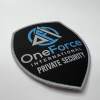 China Custom Iron On Woven Patches Merrow Border Velcro Backing 100 PCS Washable Durable for sale