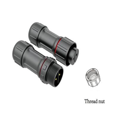 China IP67 M12 Waterproof Circular Connector 2-Pin Threaded Butt Type 8A 100V AC Rating for sale