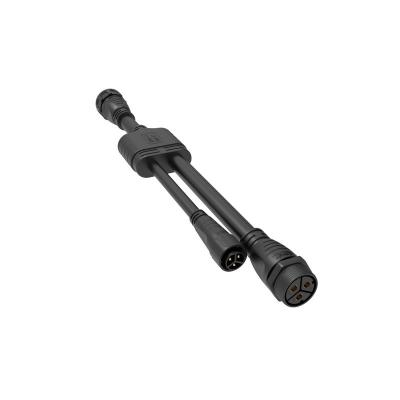 China M16 IP68 Waterproof Male Female Connector with 15A Rated Current and Y-Type One Out Two Parallel Design for Micro Inverters for sale