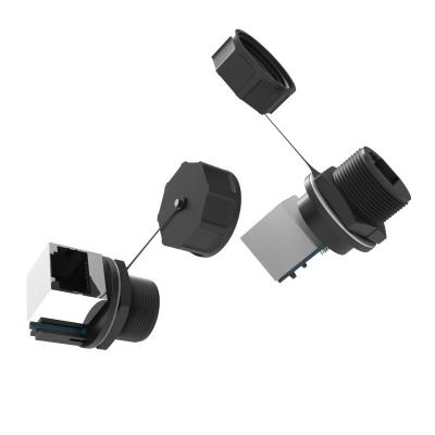 China PA66 Nylon IP67 Waterproof RJ45 Connector 90 Degree Aviation Plug 125V 1.5A Network Cable for sale