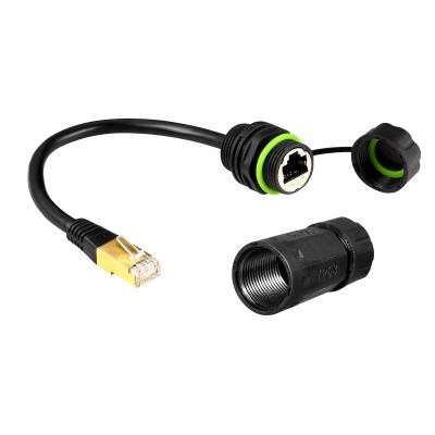 China M20 RJ45 Waterproof Connector IP68 Zinc Alloy Panel Type with Cable - 125V 1.5A Max Rating for sale