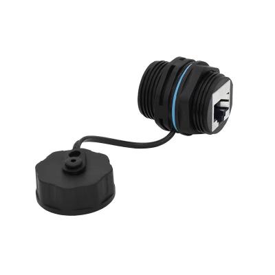 China M23 RJ45 Network Waterproof Connector Panel Type - IP67 Rated, 125V 1.5A, 2.0mm Panel Thickness for sale