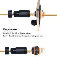 China Orange Panel Compact RJ45 Waterproof Network Connector IP68 Rated 125V 1.5A for Space Saving Solutions for sale