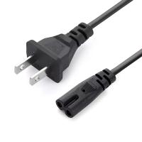 China UL Certified American Standard Two Flat Power Plug 1.5m Black with 4.8mm Pin Diameter and 6.8mm OD for sale