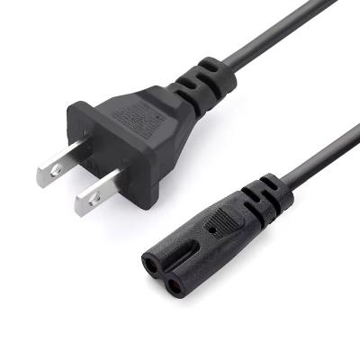 China UL Certified American Standard Two Flat Power Plug 1.5m Black with 4.8mm Pin Diameter and 6.8mm OD for sale