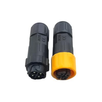 China IP67 Waterproof Circular Connector 4-Pin Male Female 500V 15A Self-Locking Industrial Cable Connector for sale