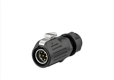 China LP20 7-Pin Waterproof Signal Connector 10A IP67 Metal-Plastic Flange Locking Type for sale