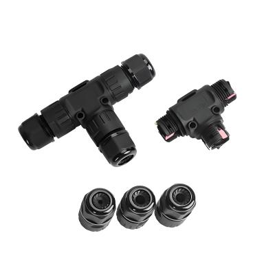 China Waterproof Circular Connector 3Pin T-Type 1In2Out Fast Wiring for Industrial Equipment for sale