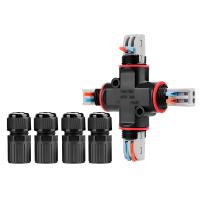 China P20X Waterproof Through Connector with 1-to-2 Ports UL94 V-0 Flame Resistance and 450V Rated for Tool-Free Fast Wiring for sale