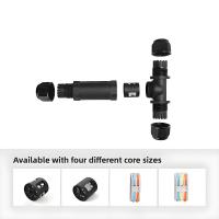China M25TC 2-Port T-Shape Waterproof Circular Connector with 2-Core 1 In 2 Out and 1500V Breakdown Voltage for sale