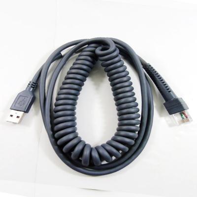 China Retractable Spring Coiled Cable , Barcode Scanner USB Cable 3m for sale