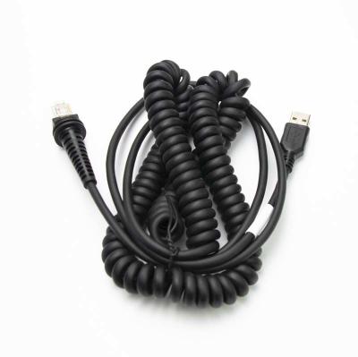 China 5m Retractable Barcode Reader Cable , Sprial USB Cable For Barcode Scanner for sale