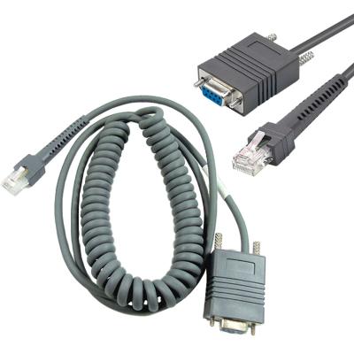 China 3m Coiled RJ45 RS232 Cable , Symbol Ls2208 Cable For Barcode Scanner for sale