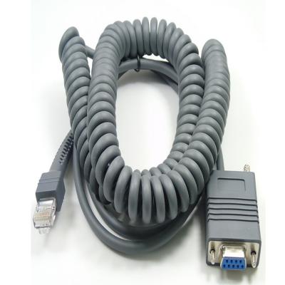 China 5M Coiled LS2208 Serial Cable DB9 Female RS232 RJ48 For Barcode Scanner for sale