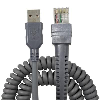 China Spiral Retractable Rj45 To USB Cable For Symbol Ls2208 Barcode Scanner for sale