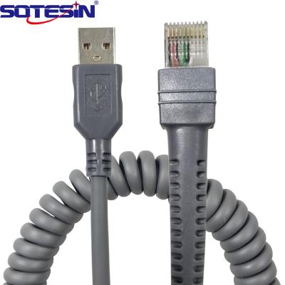 China USB A Male To Rj45 Barcode Scanner Cables Spiral For Symbol Ls2208 for sale