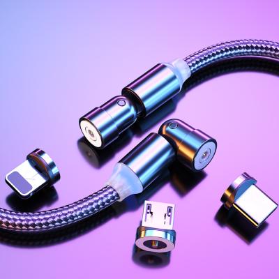 China 540 Degree Circular USB Magnetic Charging Cable Wire Rotating 3ft Length for sale