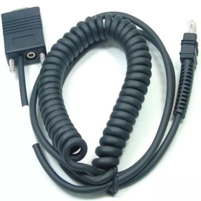 China Black RS232 Scanner Cable 3m Coiled With RJ45 Rj48 Rj50 Connectors for sale