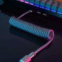 China Coiled Custom USB Cables Double Sleeved Wire For Mechanical Gaming Keyboard for sale