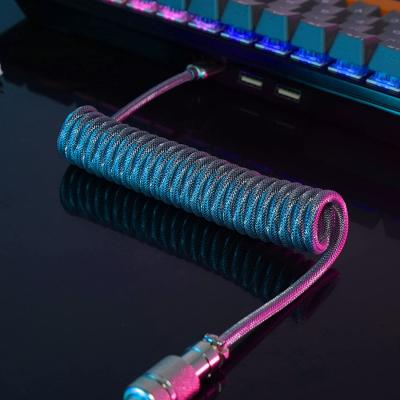 China Coiled Custom USB Cables Double Sleeved Wire For Mechanical Gaming Keyboard for sale