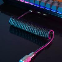 China Coiled Custom USB Cables Double Sleeved Wire For Mechanical Gaming Keyboard for sale