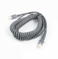 China Coiled Spiral Barcode Scanner Cord 3m 5m PS2 KWB To Rj50 10P10C for sale