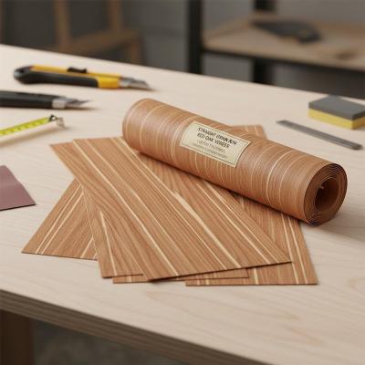 China Natural Red Oak Crown Cut Veneer Sheets Customizable Thickness for Furniture and Interior Design for sale