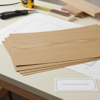 China Straight Grain Pattern Oak Veneer Sheets Unfinished Smooth Texture Perfect for Custom Woodworking Projects Wall Paneling and Cabinet Making for sale