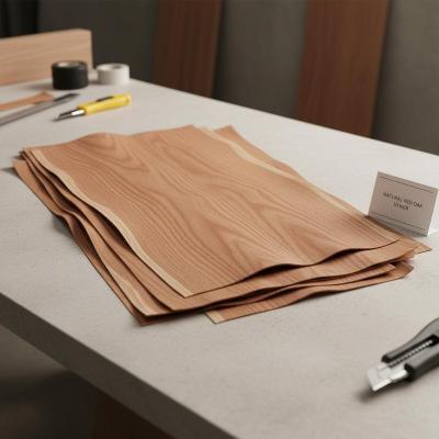China Natural Red Oak Crown Cut Veneer Sheets Customizable Thickness for Furniture and Wall Paneling for sale