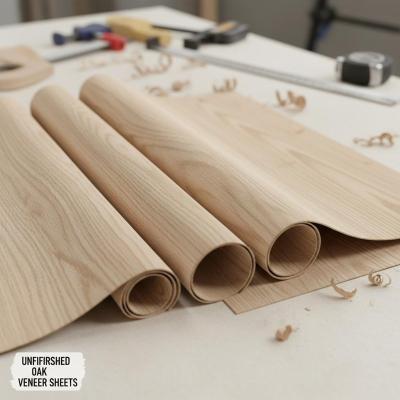 China Unfinished Oak Veneer Sheets Smooth Texture Custom Width Thickness for Furniture Cabinetry Wall Paneling for sale