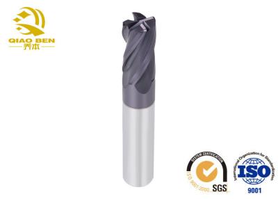 China HRC 65 Four-Edge Rounded Nose End Mill with ALTIN Coating for CNC Steel Processing for sale