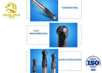 China Tungsten Carbide Ball Nose End Mill 2 Flutes with SGS Certification for HRC65 Materials for sale