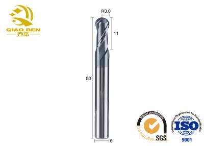 China Tungsten Carbide Ball Nose End Mill 2 Flutes with SGS Certification for HRC65 Materials for sale