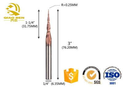 China High Speed Tapered End Mill Cutter with AlTiN Coating for Wood Milling - 0.4mm to 2.5mm Diameter Range for sale