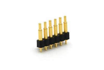 China 12V Pogo Pin Connector Spring Loaded 6 Pin Pogo Connector Single Row for sale