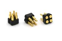 China Brass Pogo Pin Connector 4Pin Spring Loaded Connectors Double Row for sale