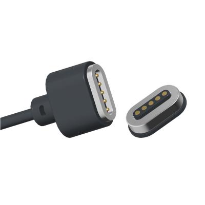 China 1A 5 Pin Magnetic Charger N52 NdFeB Magnetic Charging Cable Black With Data Sync for sale