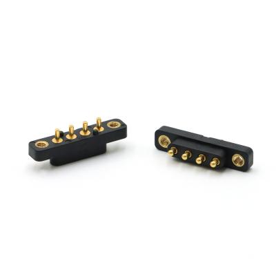 China 4 Pin Spring Loaded Electrical Connectors Male And Female Pogo Pins Connector With Screw Holes for sale